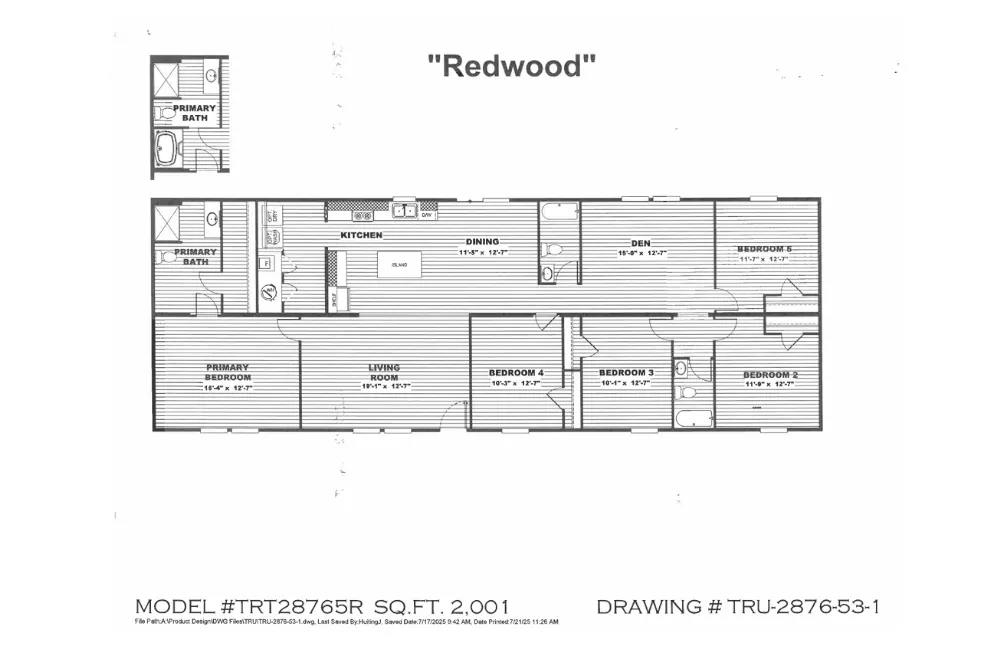 Tru Origin Redwood - 5 Bed 3 Bath Double Wide Mobile Home